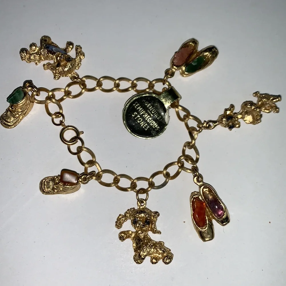 Jewelry | Vintage Semi Precious Dog And Shoes Stones Charms | Poshmark